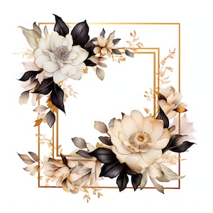 Black and Gold Frames Clipart - 12 High Quality Jpgs - Instant Download ...