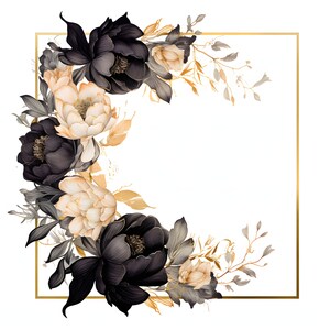 Black and Gold Frames Clipart - 12 High Quality Jpgs - Instant Download ...