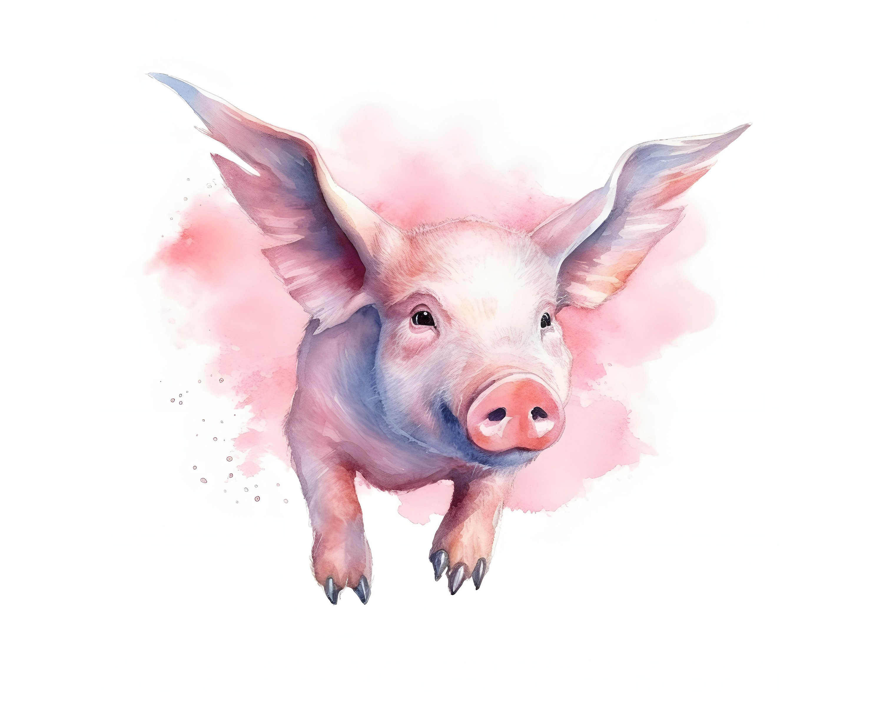 Flying Pink Pig Clipart - 12 High Quality Jpgs - Instant Download ...