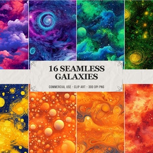 Colorful Galaxy Digital Paper, Seamless Printable Textures Printable ...