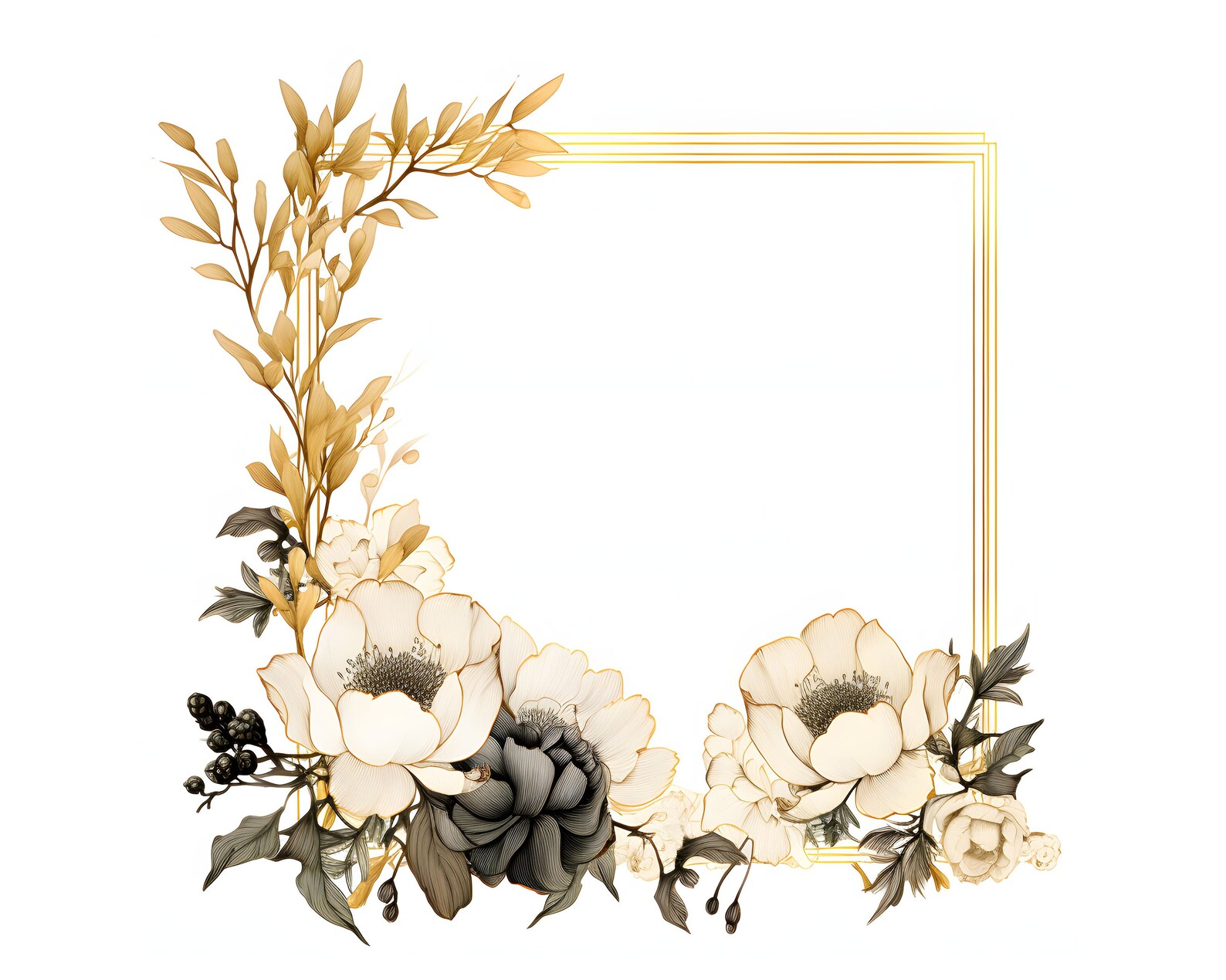 Black and Gold Frames Clipart 12 High Quality Jpgs Instant Download ...