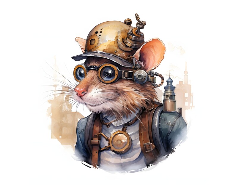 Steampunk Rat Clipart 12 High Quality Jpgs Instant Download Card Making ...