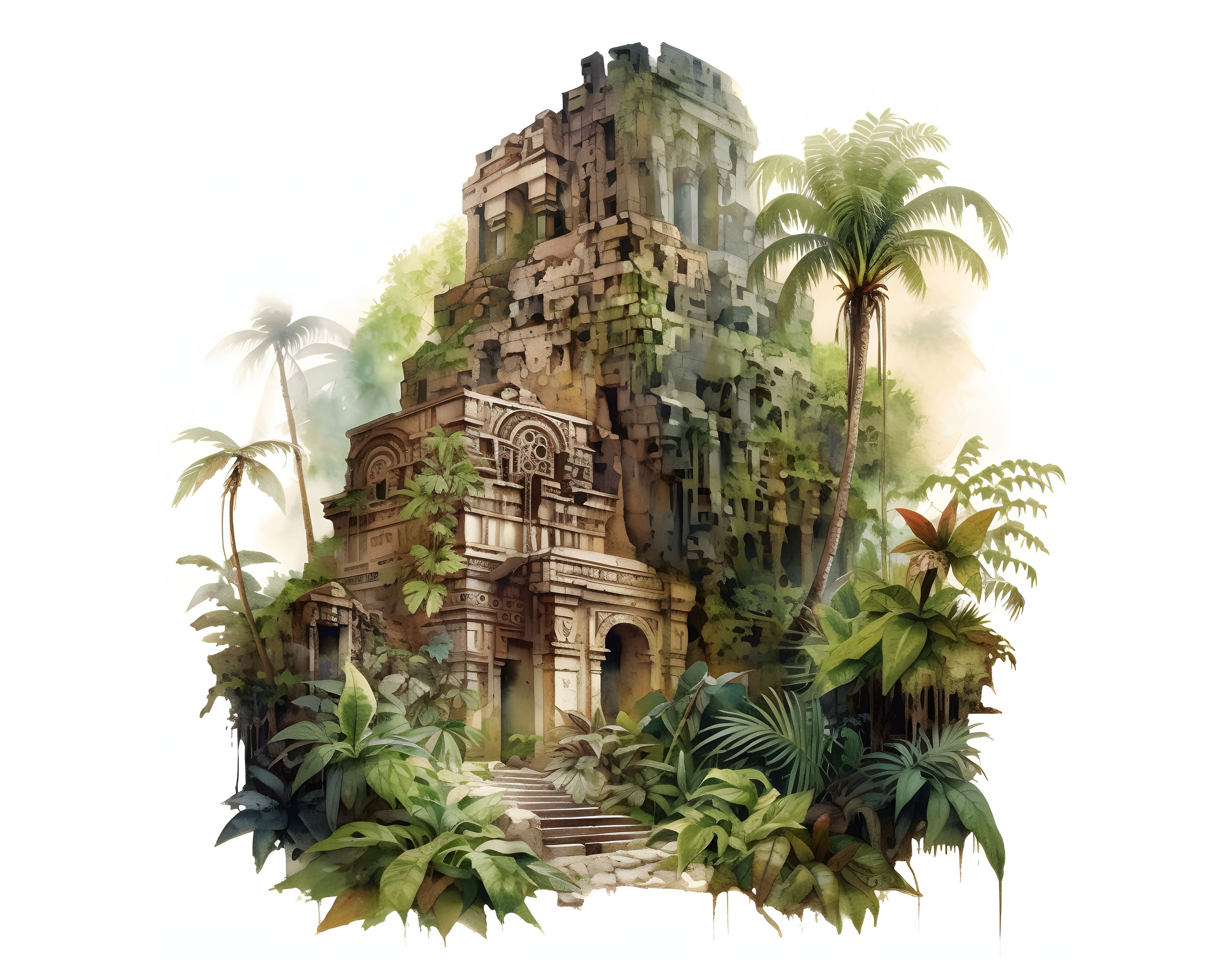 Ancient Jungle Ruins Clipart 12 High Quality Jpgs Instant - Etsy