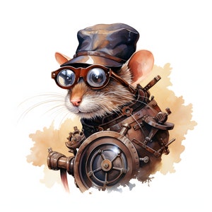 Steampunk Rat Clipart - 12 High Quality Jpgs - Instant Download - Card ...