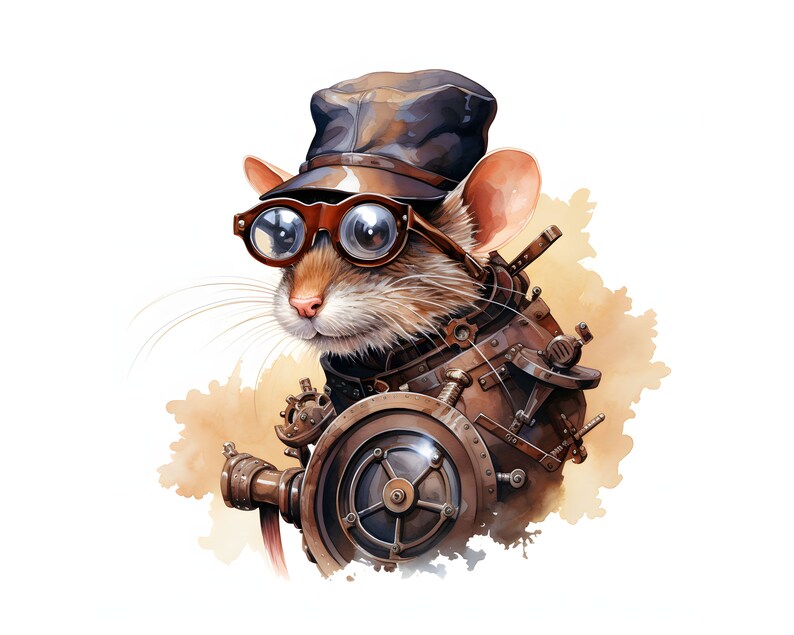 Steampunk Rat Clipart 12 High Quality Jpgs Instant Download Card Making ...