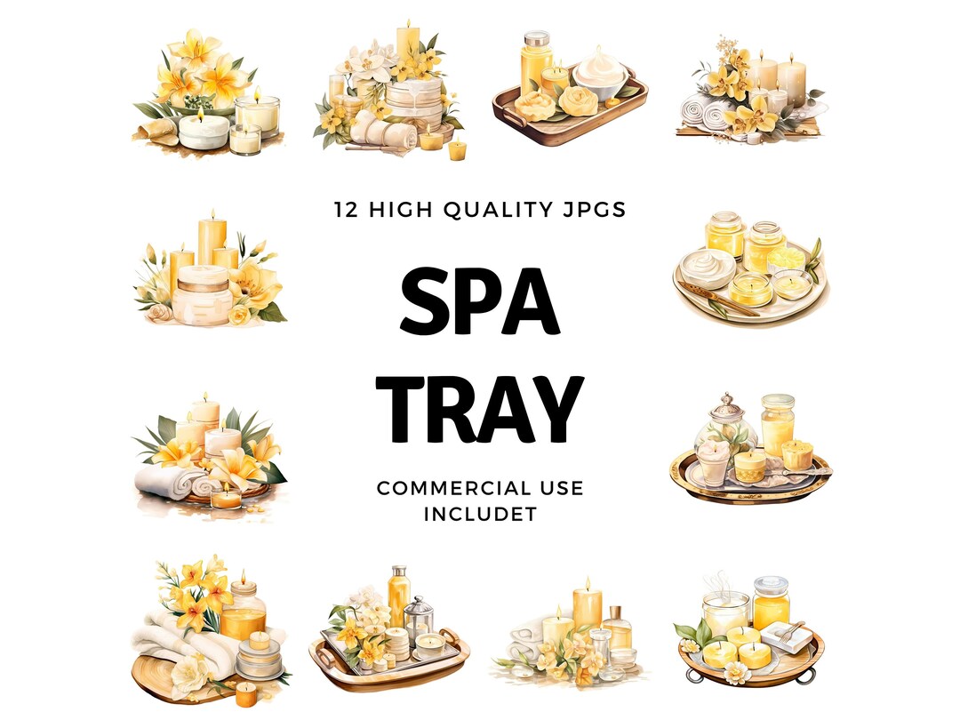 Spa Tray Clipart - 12 High Quality Jpgs - Instant Download - Card ...