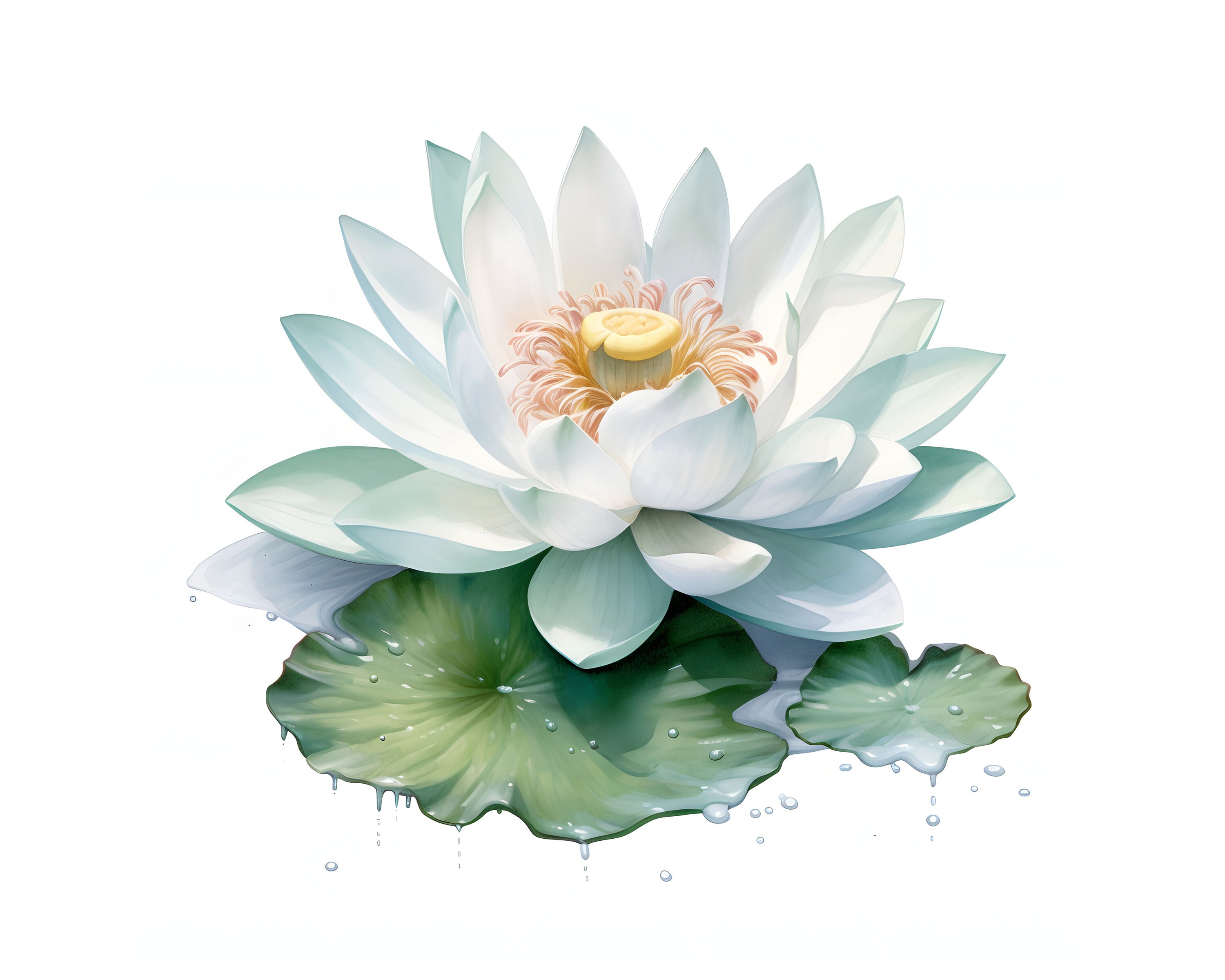 Lotus on Water Clipart - 12 High Quality Jpgs - Instant Download - Card ...