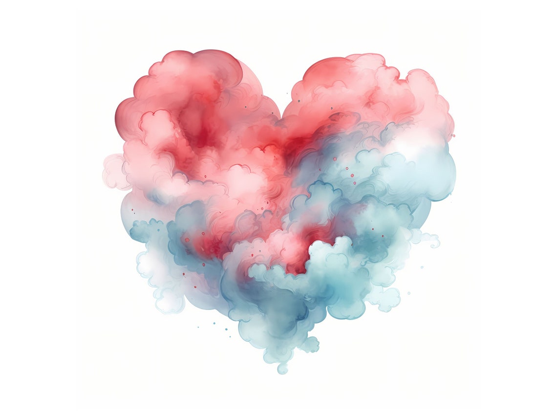 Heart of Clouds Clipart: Watercolor Sky Jpgs (digital Download) - Etsy