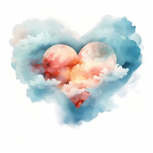 Heart of Clouds Clipart: Watercolor Sky Jpgs (digital Download) - Etsy