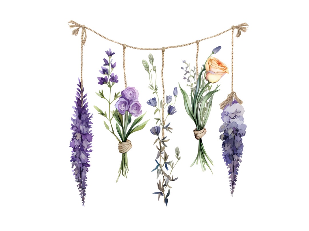 Flowers Hanging on Rope Clipart - 12 High Quality Jpgs - Instant ...