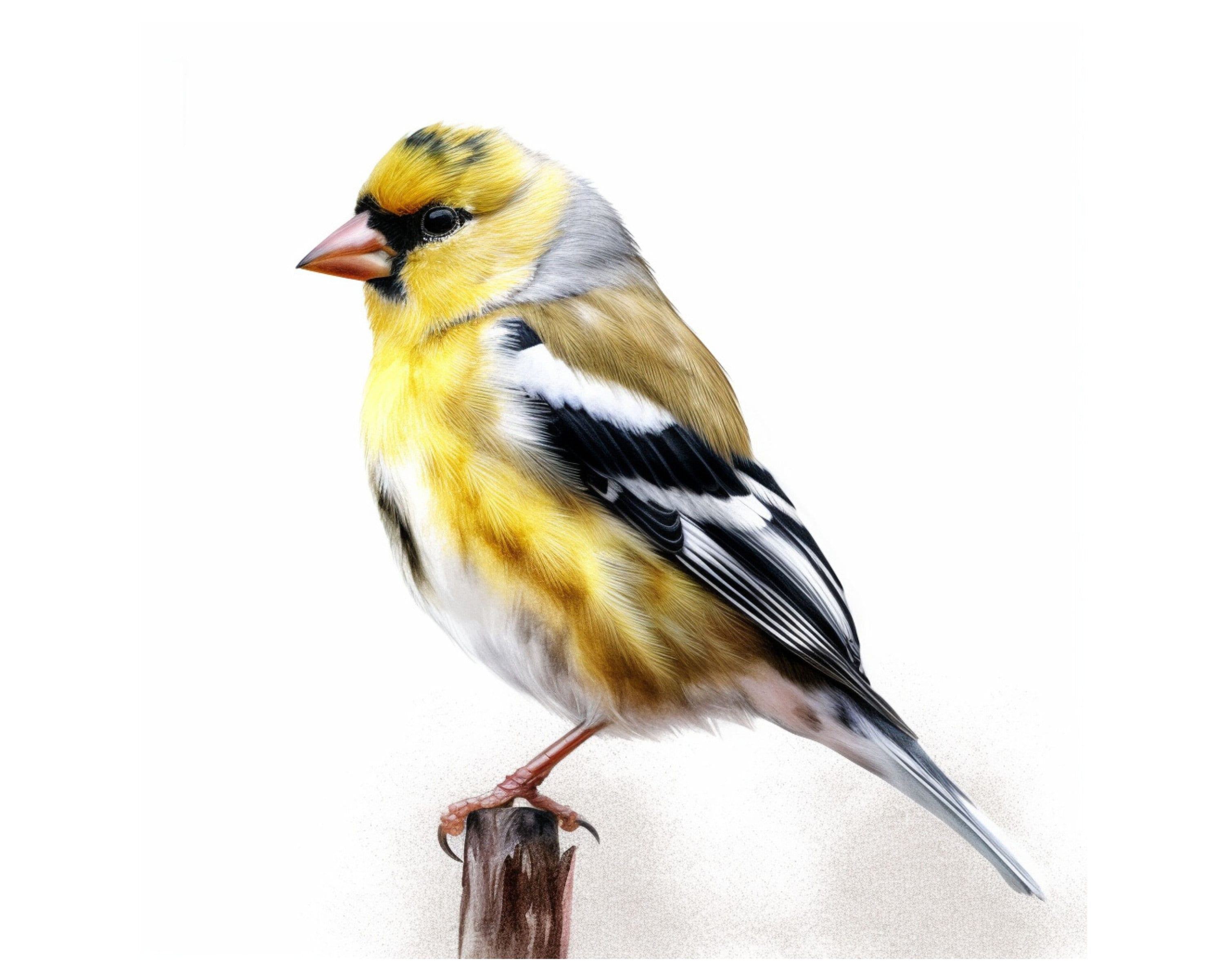 American Goldfinch Sitting on a Branch Watercolor Painting of a ...