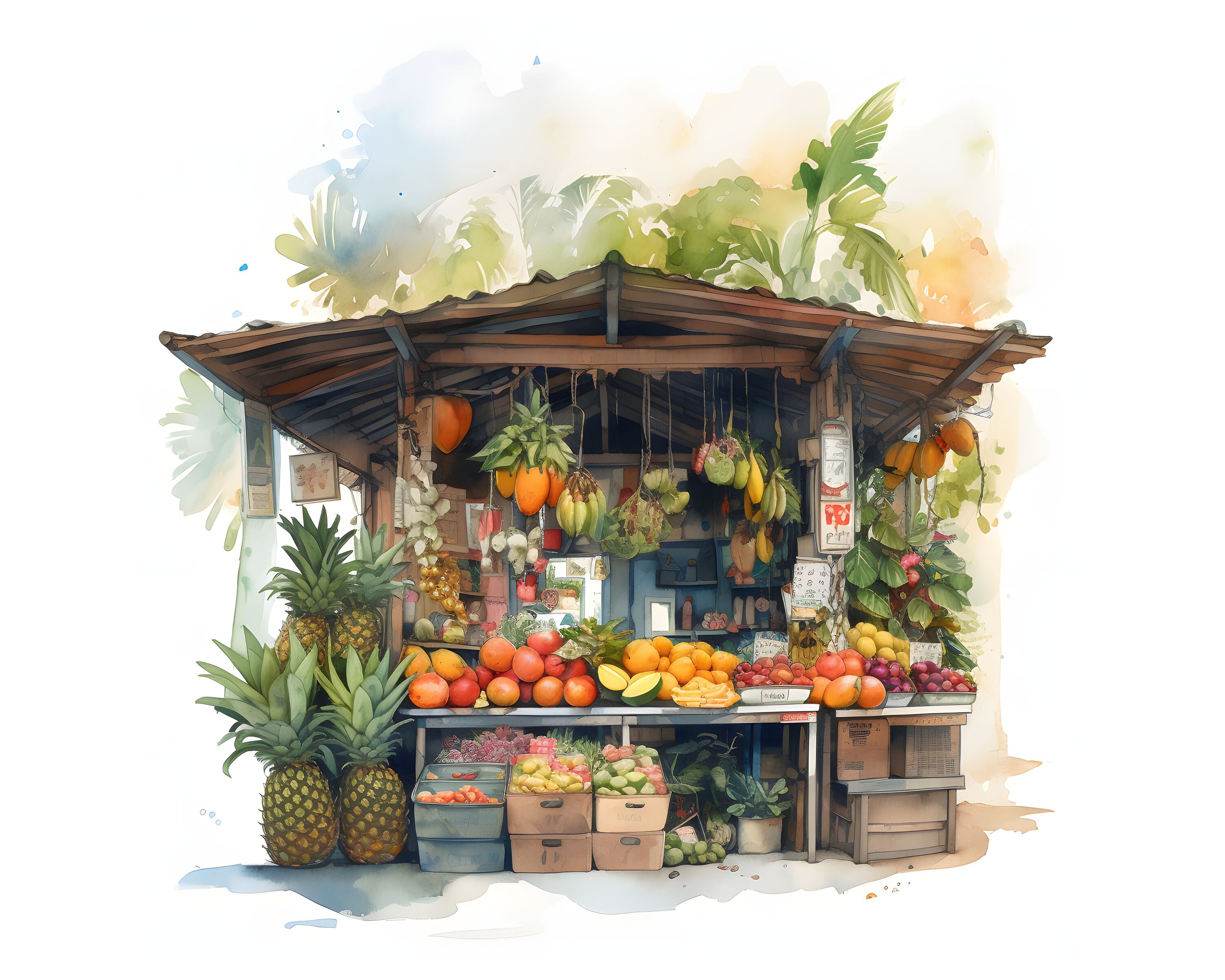 Tropical Fruit and Vegetable Stand Clipart 12 Quality Jpgs - Etsy