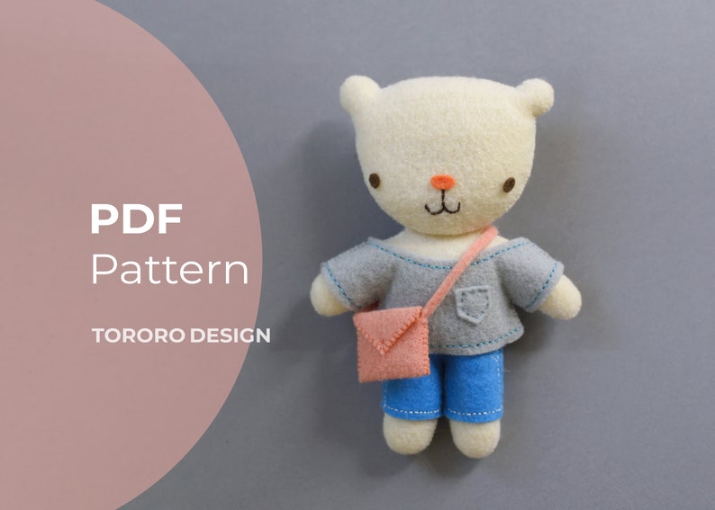 Felt Bear Pattern PDF Sewing Pattern Bear Doll Plushie Pattern - Etsy