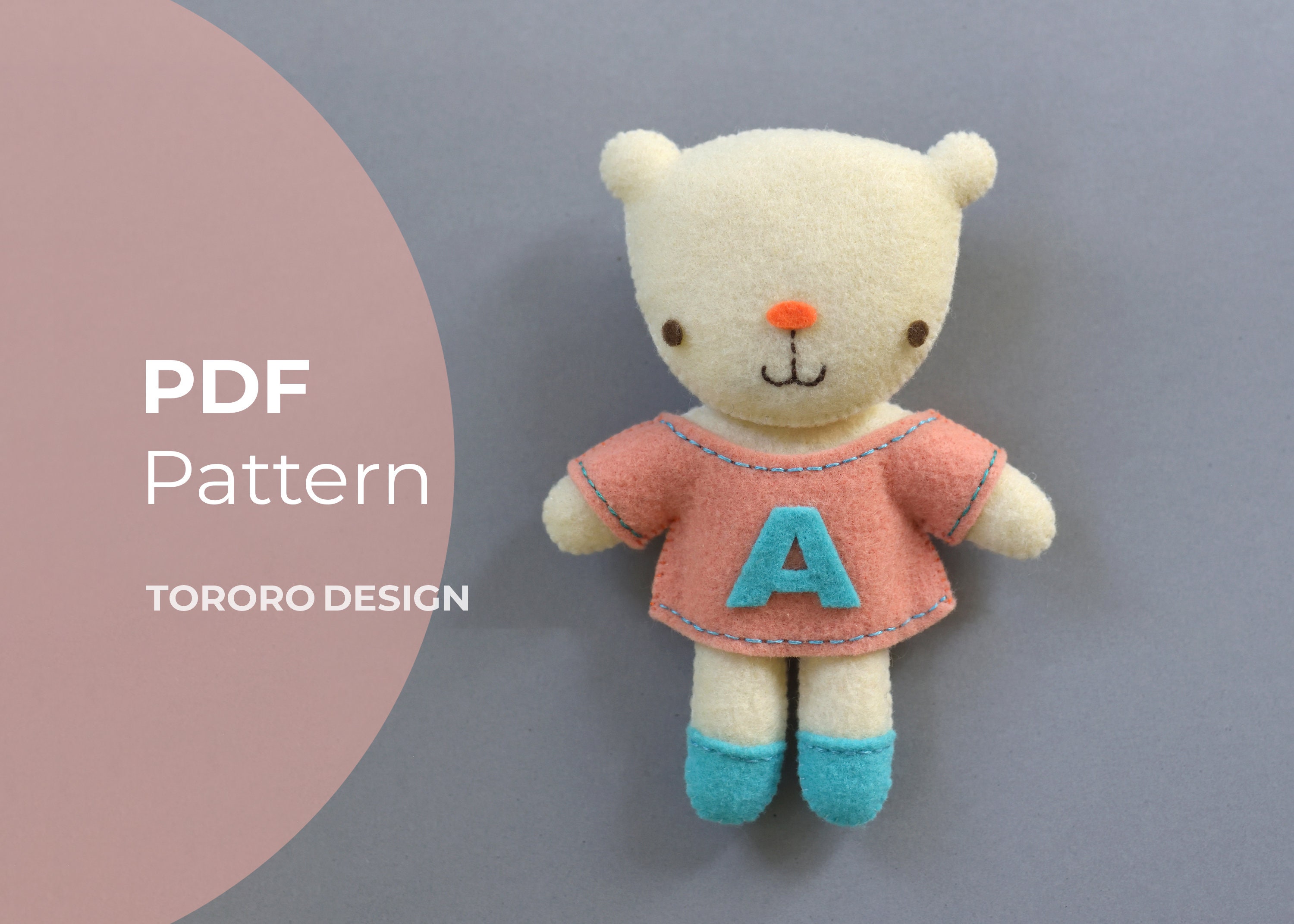 Felt Bear Pattern PDF Sewing Pattern Bear Doll Plushie Pattern Felt Doll Making Pattern Baby ...