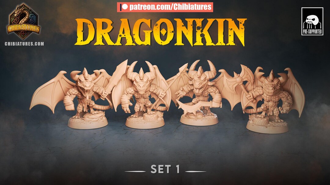 Dragonkin Set 1 - Chibiatures Chibi Tabletop Miniatures - Etsy