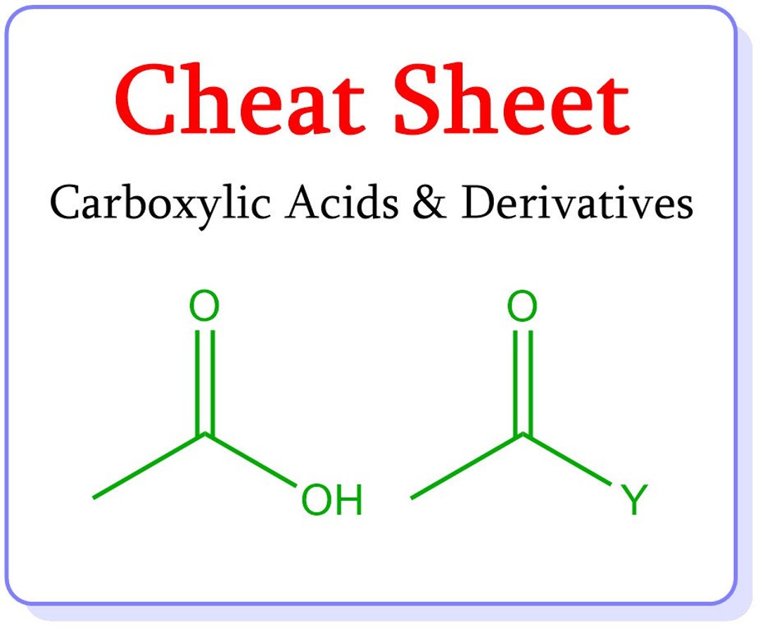 Carboxylic Acids and Derivatives - Cheat Sheet for | Nursing | Nursing ...