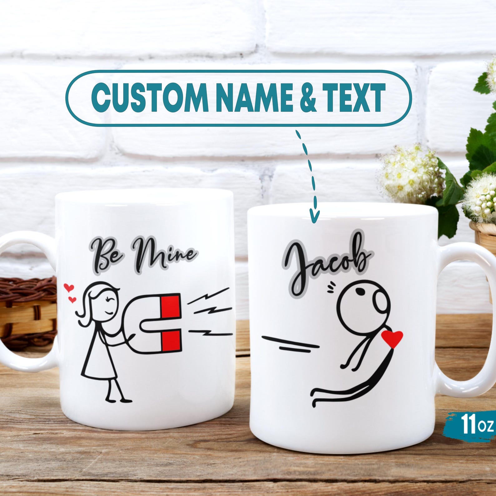 Be Mine Mugs, Custom Valentine Mug, Custom Couple Mugs, Personalized ...