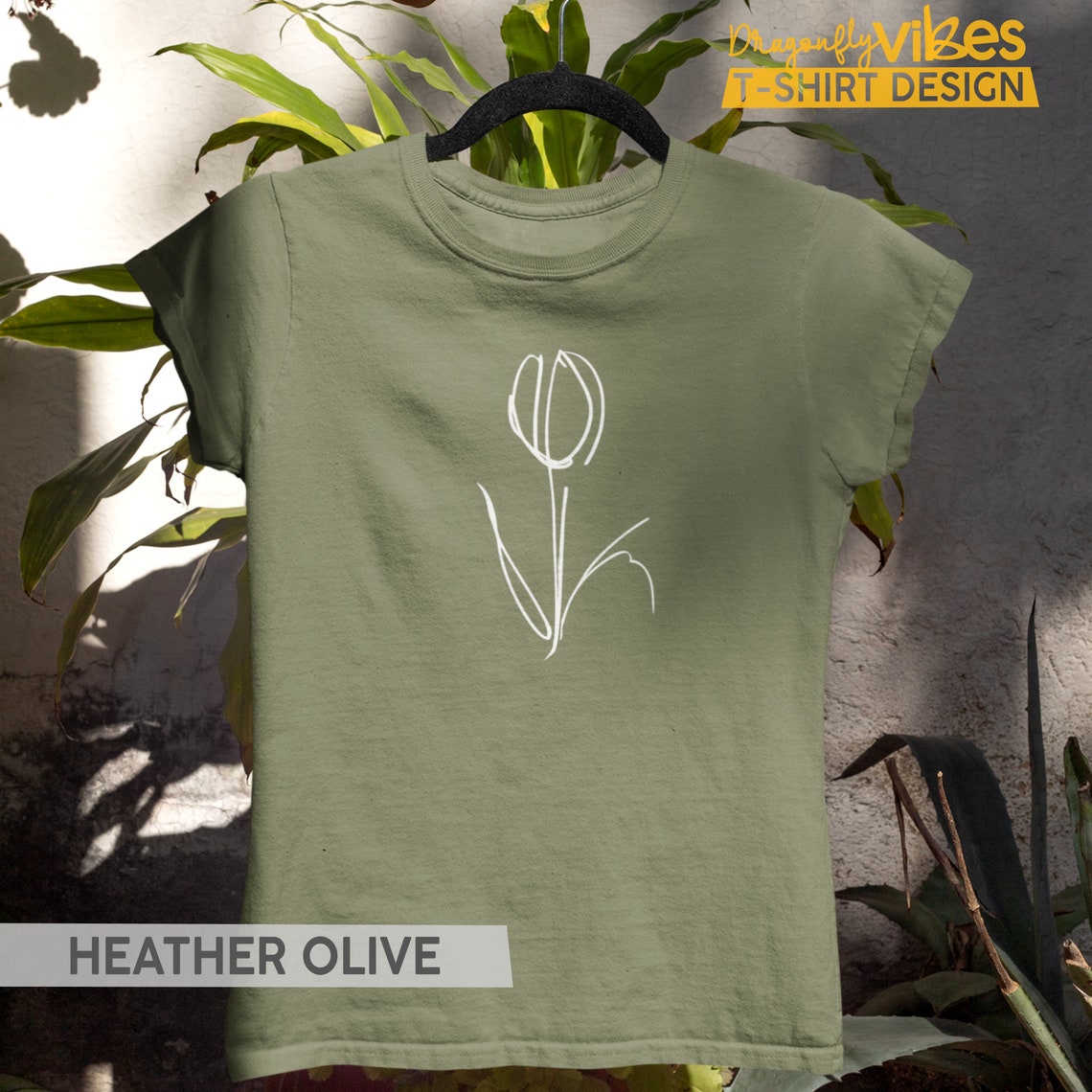 Minimalist Tulip Line Art Women Shirt,tulip Shirt,wildflower Tee,floral ...