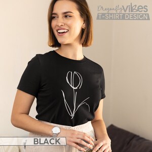 Minimalist Tulip Line Art Women Shirt,tulip Shirt,wildflower Tee,floral ...