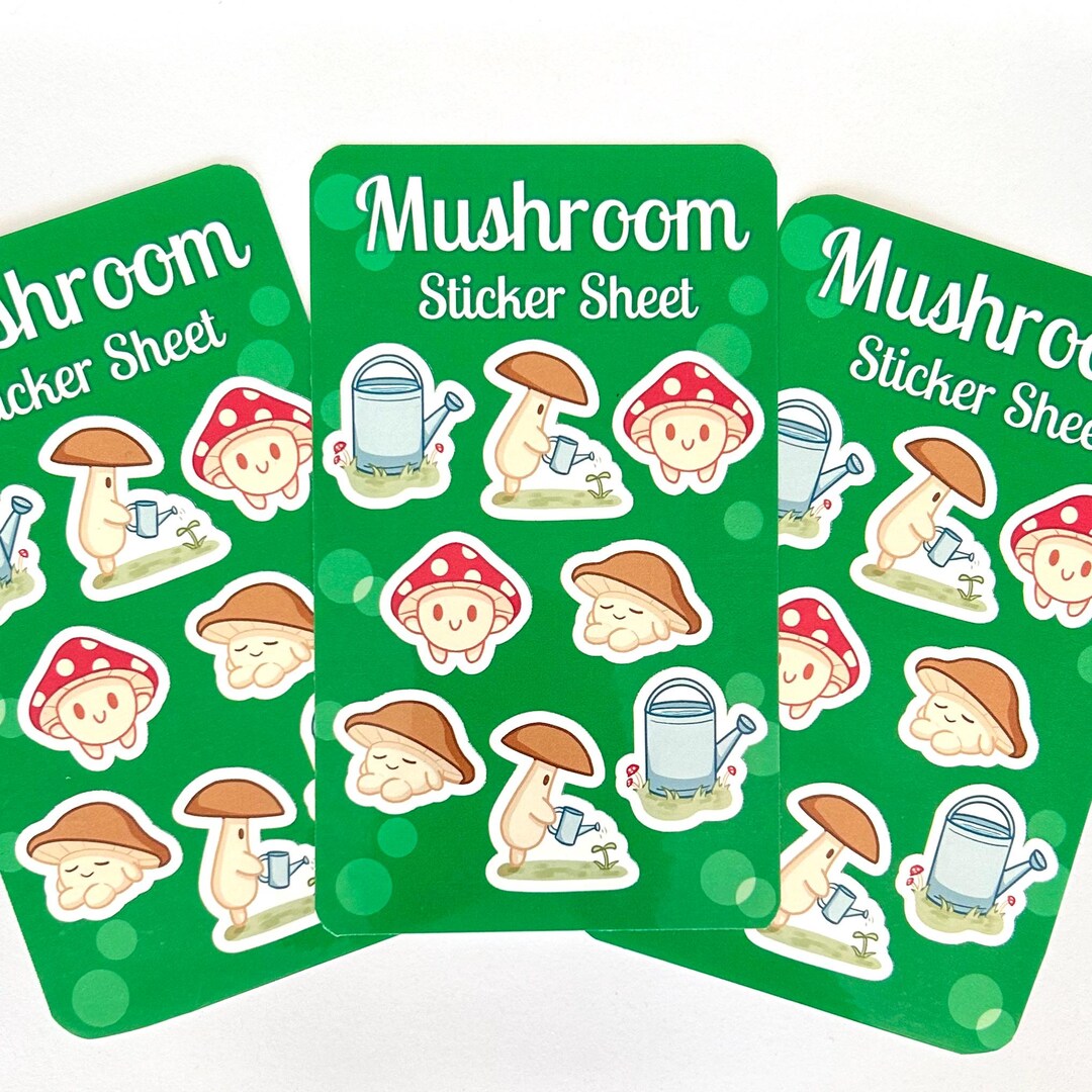 Mushroom Sticker Sheet - Cute Stickers for Letters, Journaling, Water ...