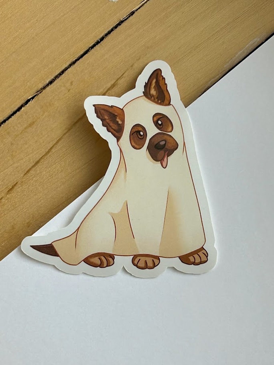 Ghost Doggo - Dog in a Ghost Costume Cute Glossy Vinyl Sticker for ...