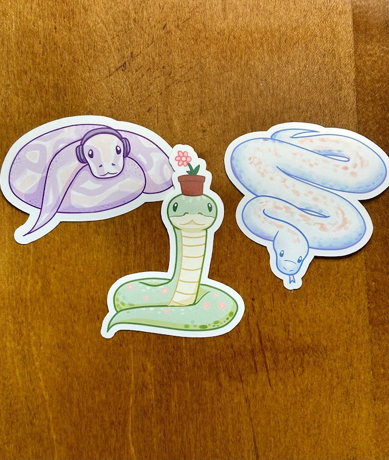 Snake Friends Cute Glossy Vinyl Stickers Individual OR Sticker Pack - Etsy
