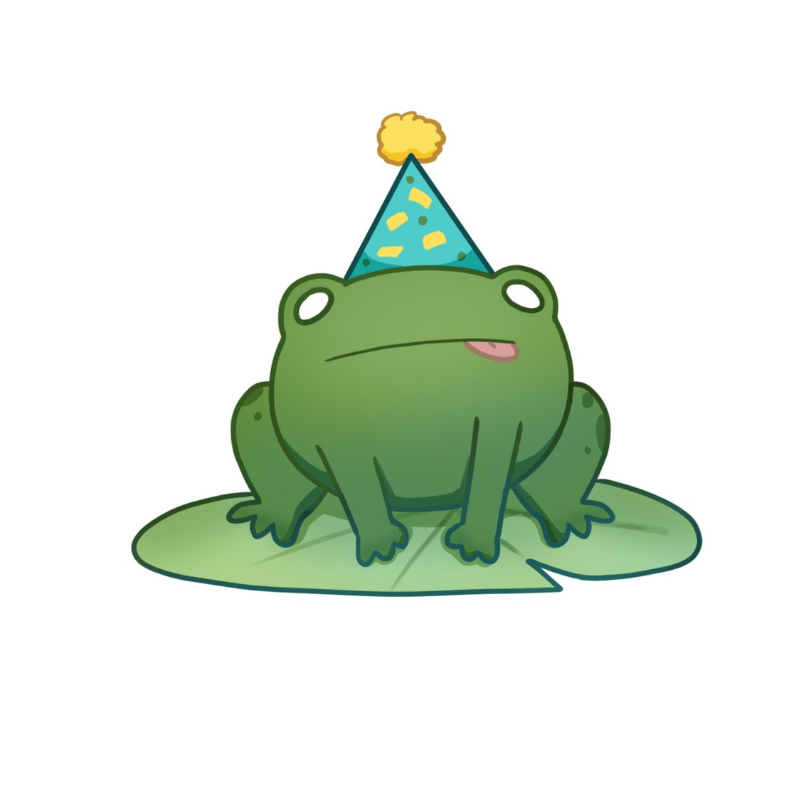 Party Hubert the Frog - Cute Glossy Vinyl Mini Sticker for Birthdays ...