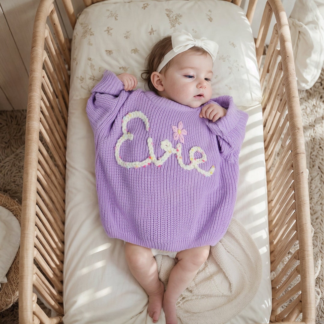 Custom Baby Name Sweater, Embroidered Children Sweater,personalized ...