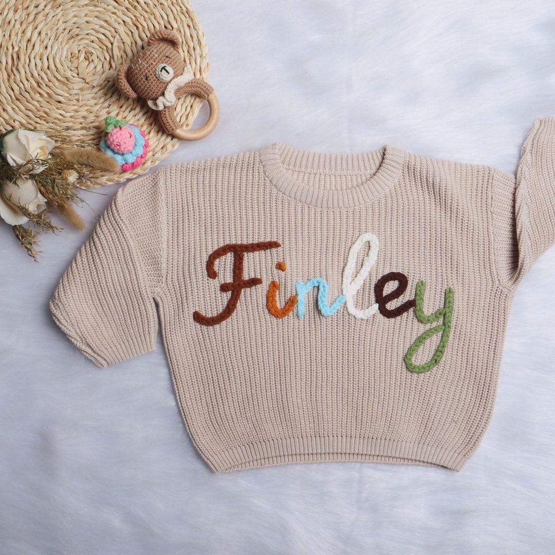 Cute Customized Baby Name Sweaters, Personalized Hand-embroidered Baby ...