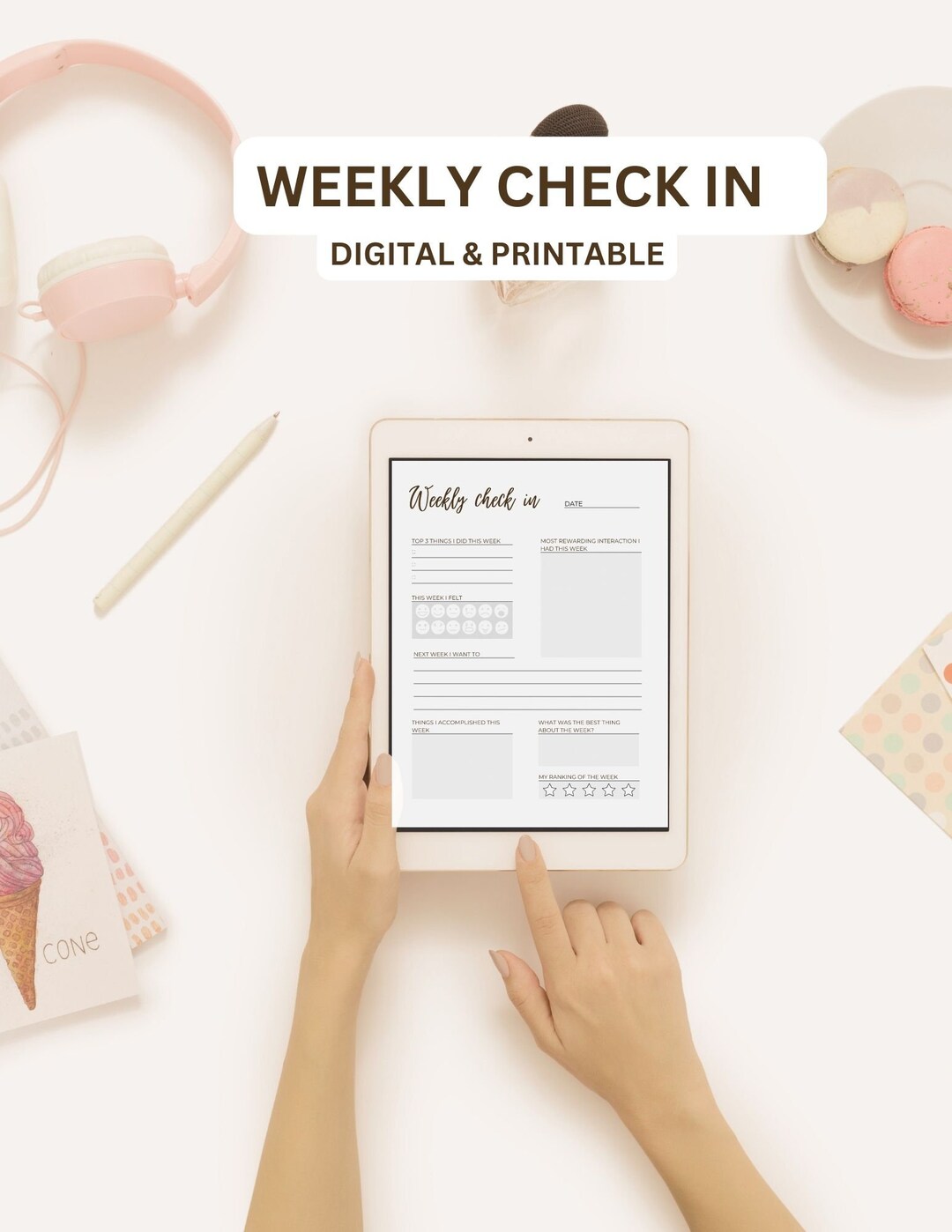 Digital Weekly Check in Journal - Self Growth and Introspection - Etsy