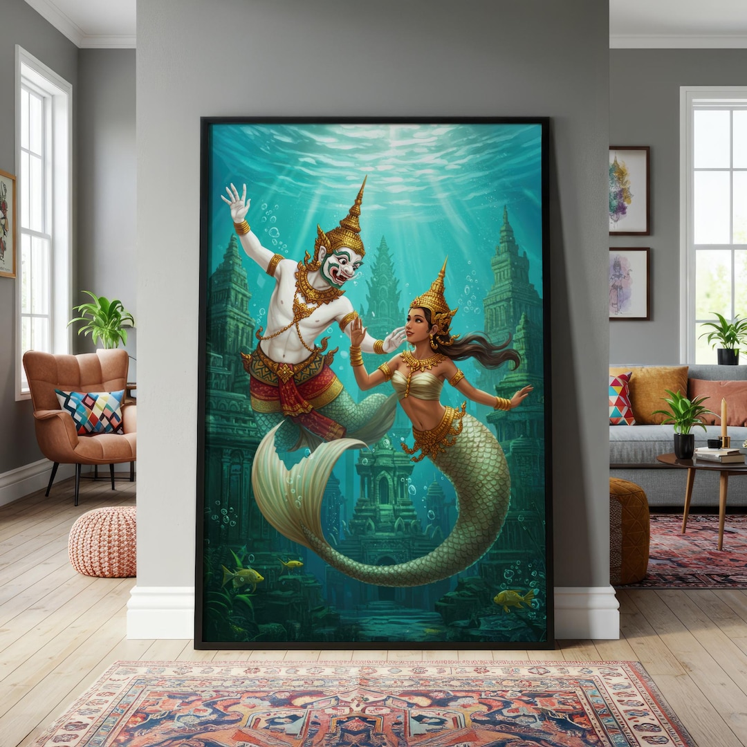 Hanuman and Sovann Maccha Print | Khmer Art, Hanuman Painting, Cambodia Poster, Cambodia ...