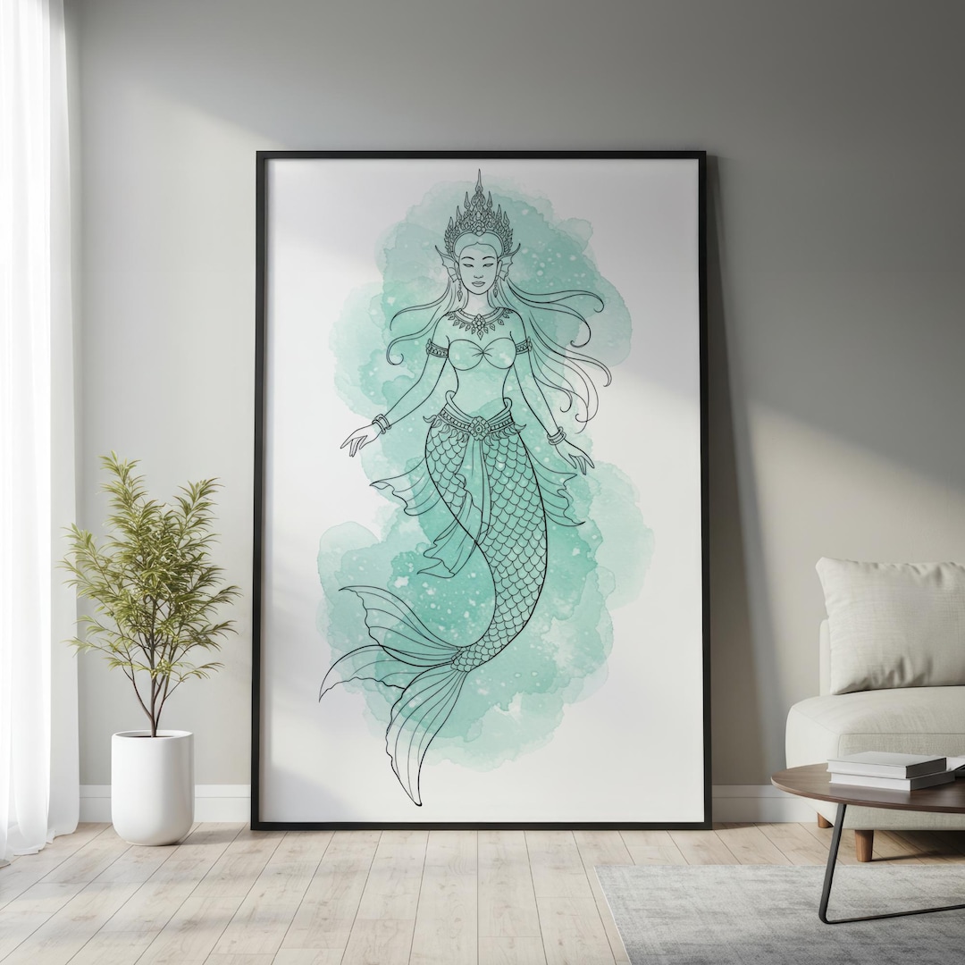 Watercolor Khmer Mermaid Print | Khmer Art, Cambodia Poster, Cambodia ...