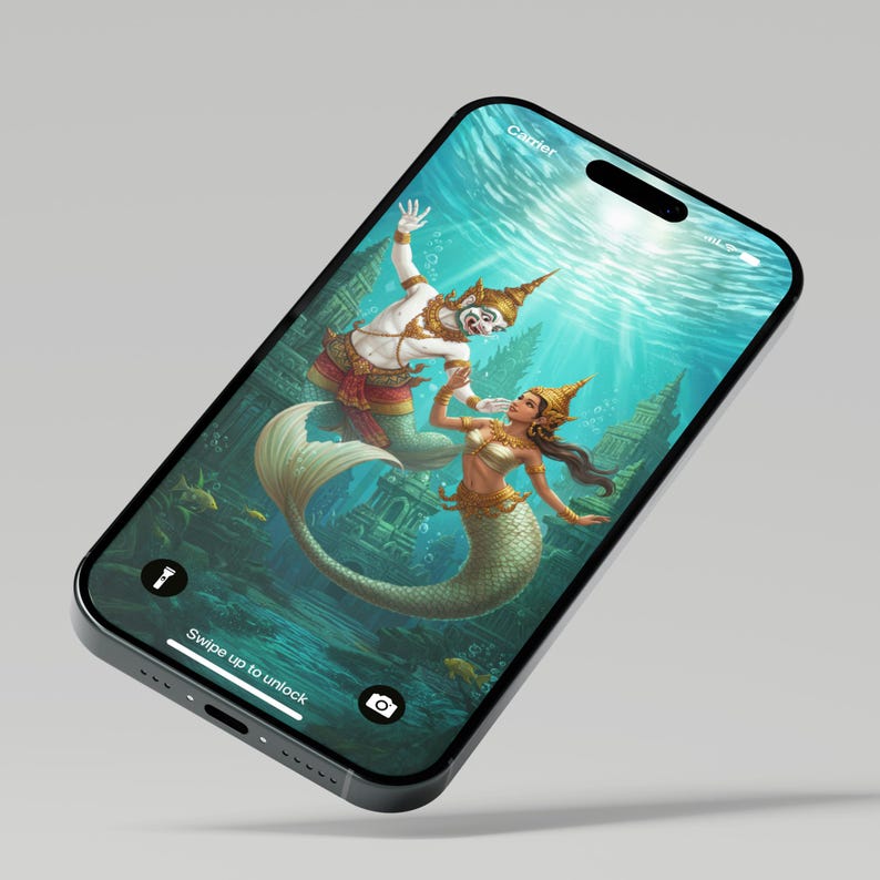 Hanuman and Sovann Macha iPhone Wallpaper | Khmer Mermaid and Monkey ...