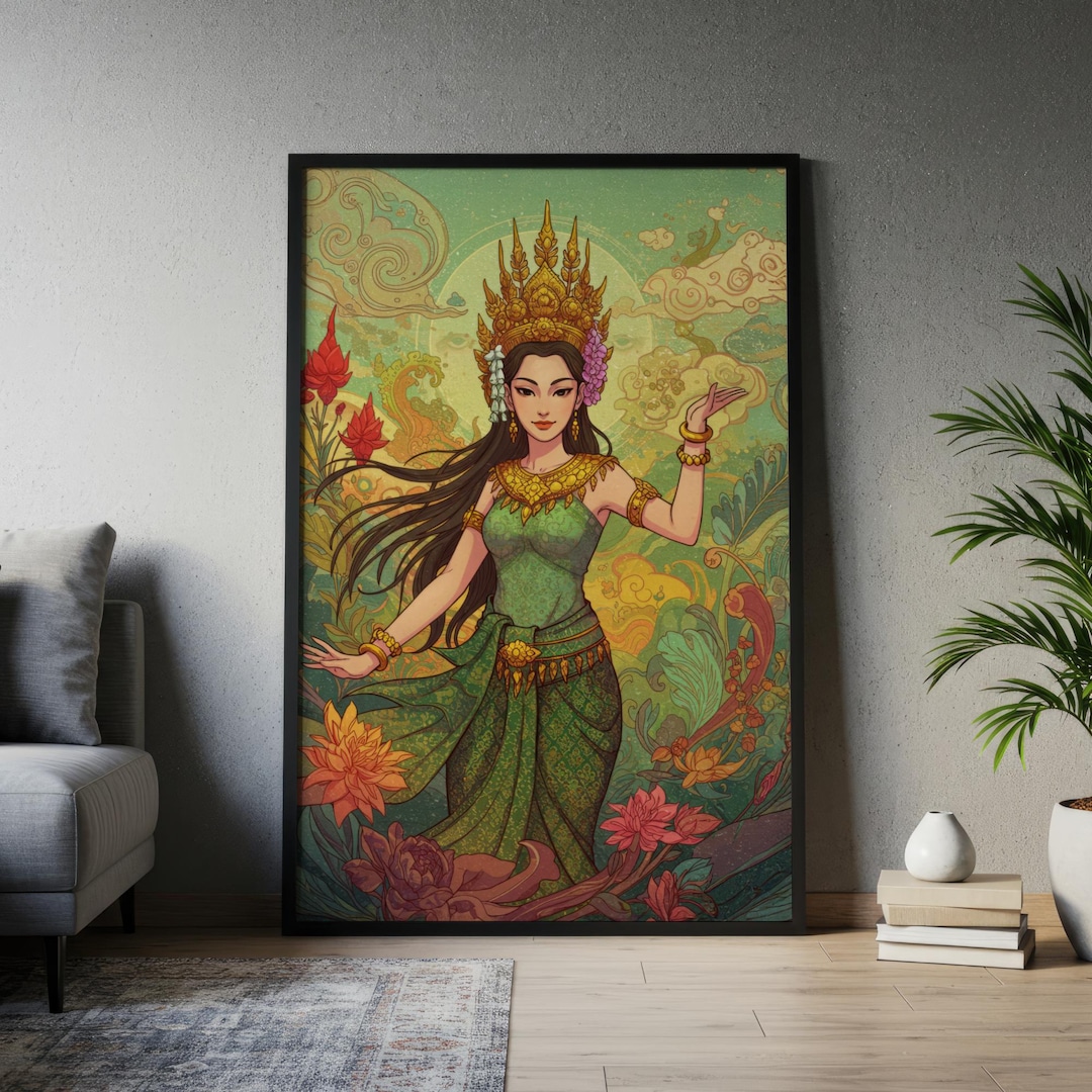 Cambodian Apsara Princess Art Print | Khmer Princess Wall Art ...