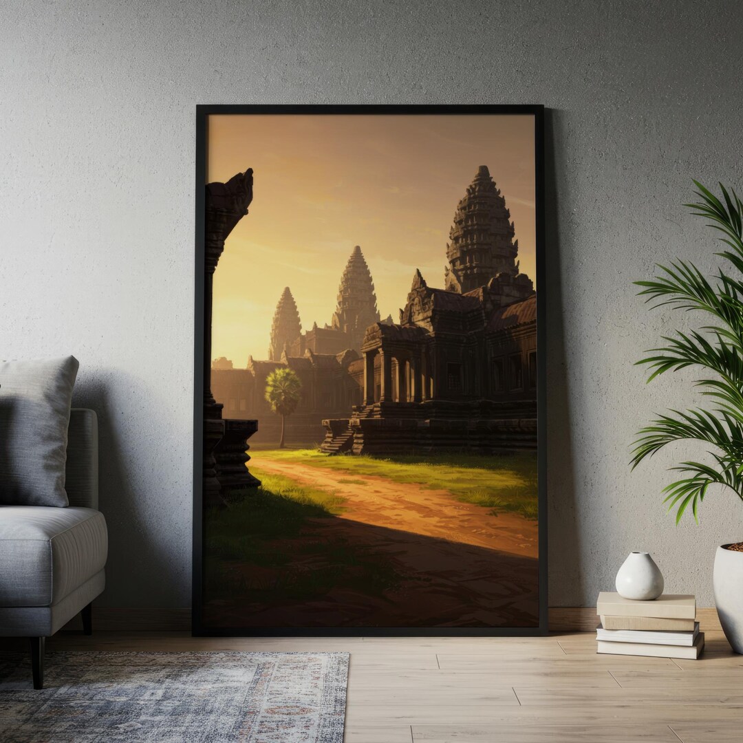 Golden Hour Angkor Wat Art Print | Khmer Art, Angkor Wat Poster ...