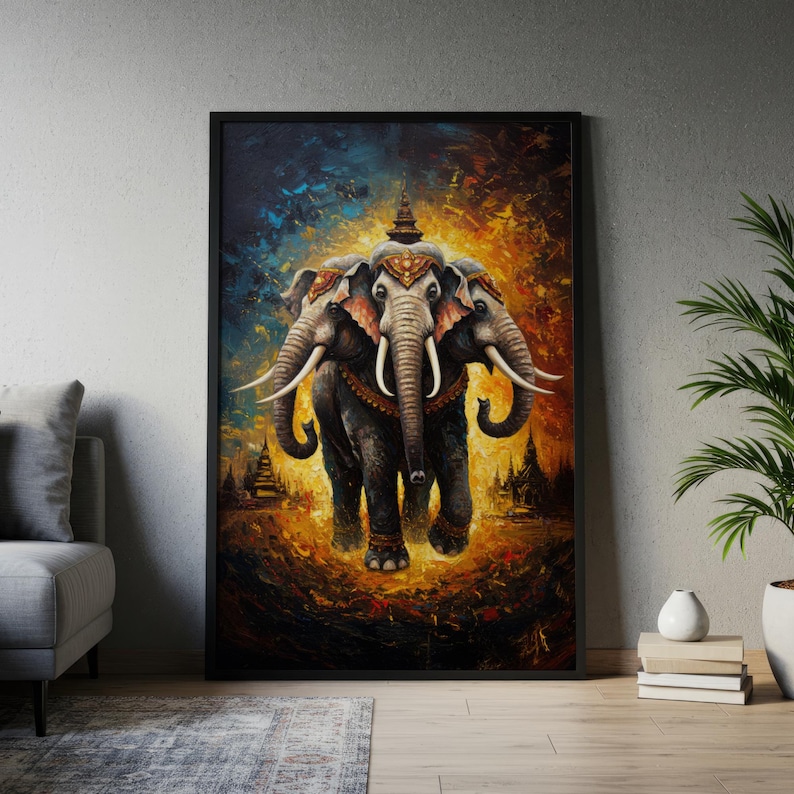 Abstract Erawan Lao Elephant Poster | 3 Headed Elephant, Lao Elephant ...