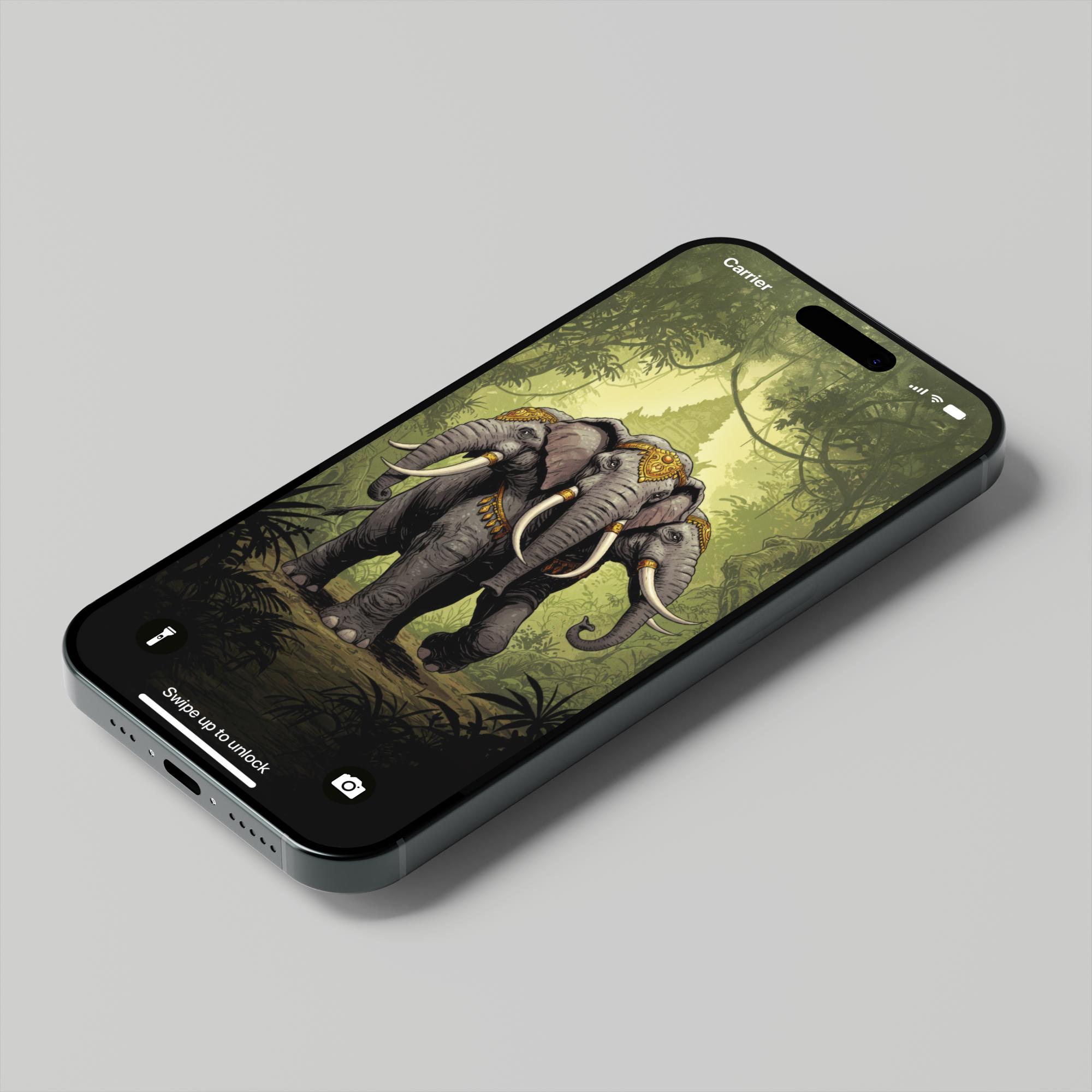 Lao Erawan Elephant iPhone Wallpaper | Three-headed Elephant Background ...