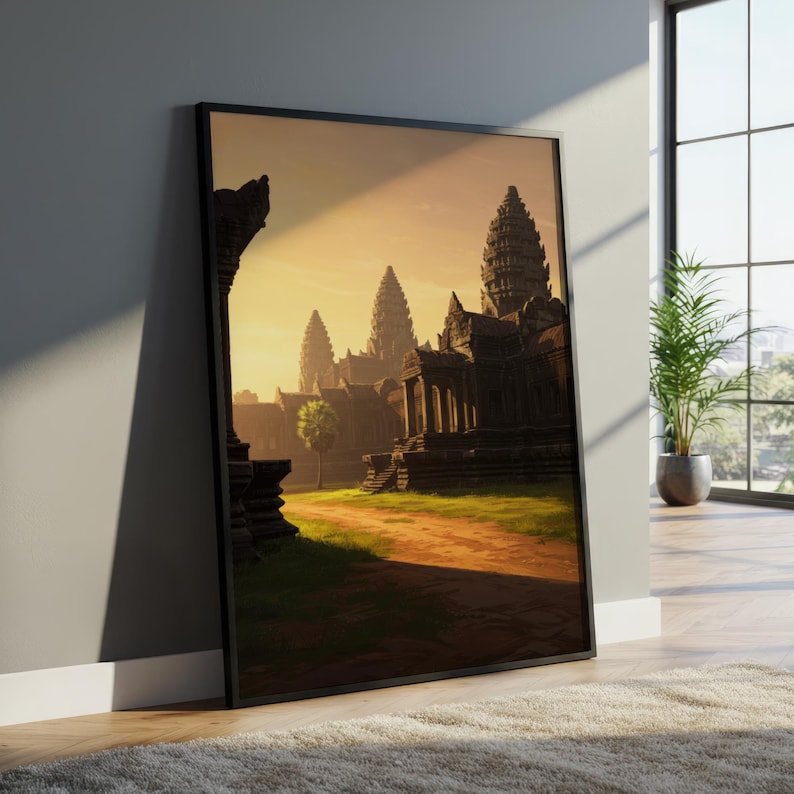 Golden Hour Angkor Wat Art Print | Khmer Art, Angkor Wat Poster ...