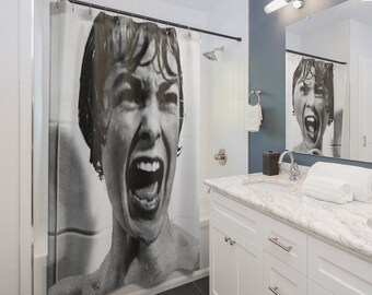 Horror Psycho Shower Curtain, Scary Cool Halloween Bathroom Decor ...