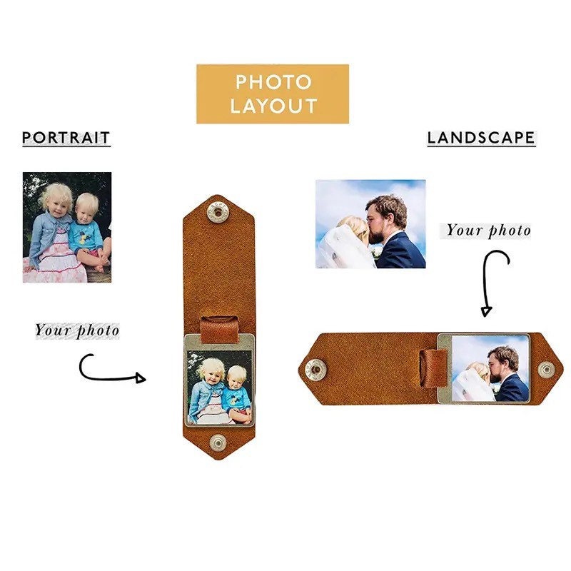 Customized Photo Leather Keychain Picture Stainless Steel Personalized ...