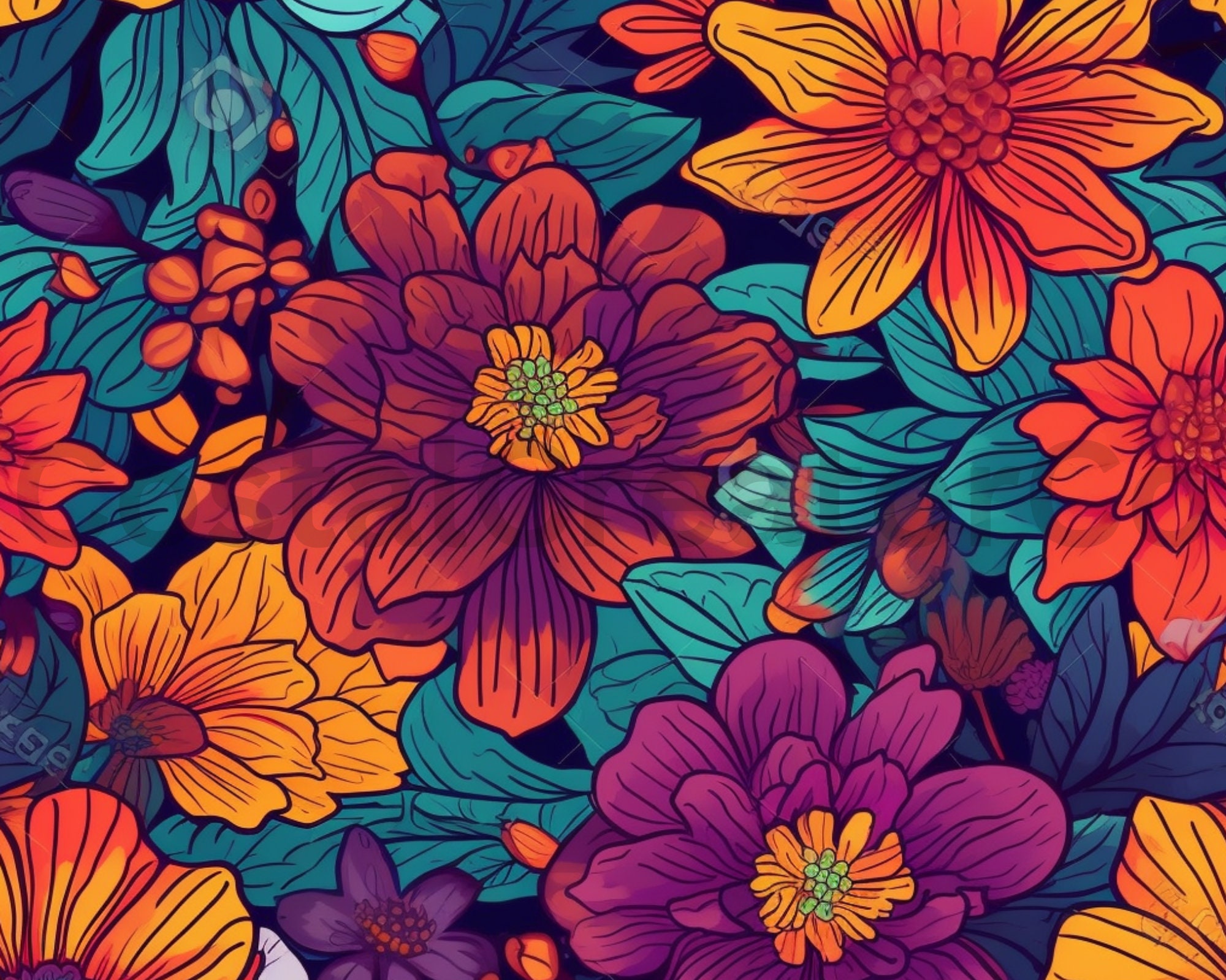 Floral Digital Papers, Flower Pattern, Spring Flowers, Seemless ...