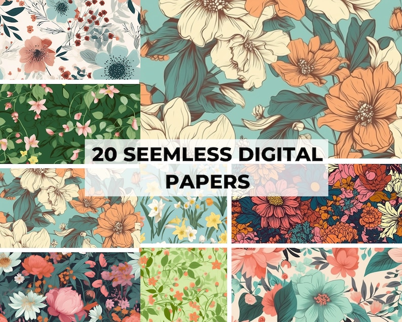 Floral Digital Papers, Flower Pattern, Spring Flowers, Seemless ...