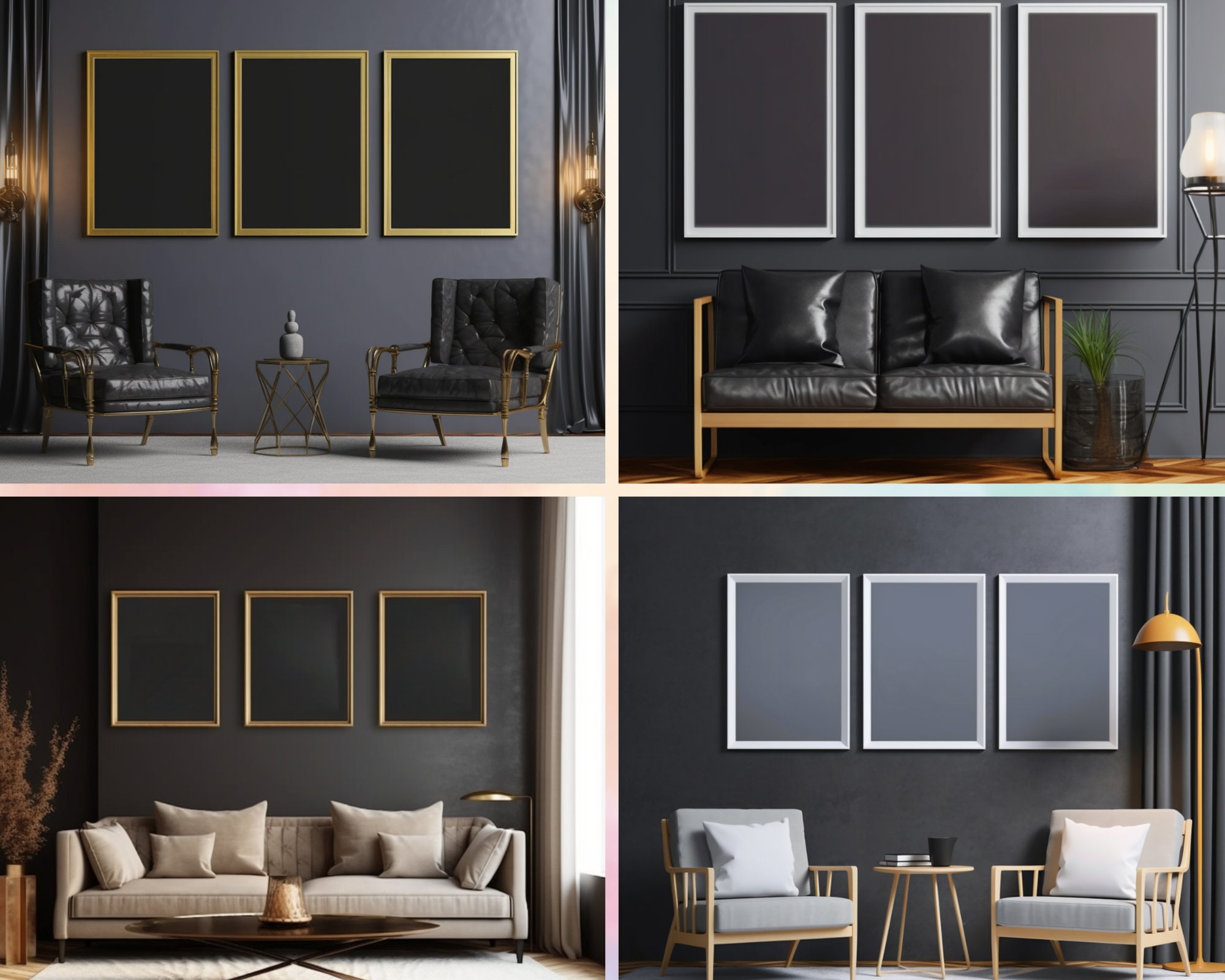 Three Frames Mockup, Wooden Frames Mockup, Digital Frame, Frame Mockup ...