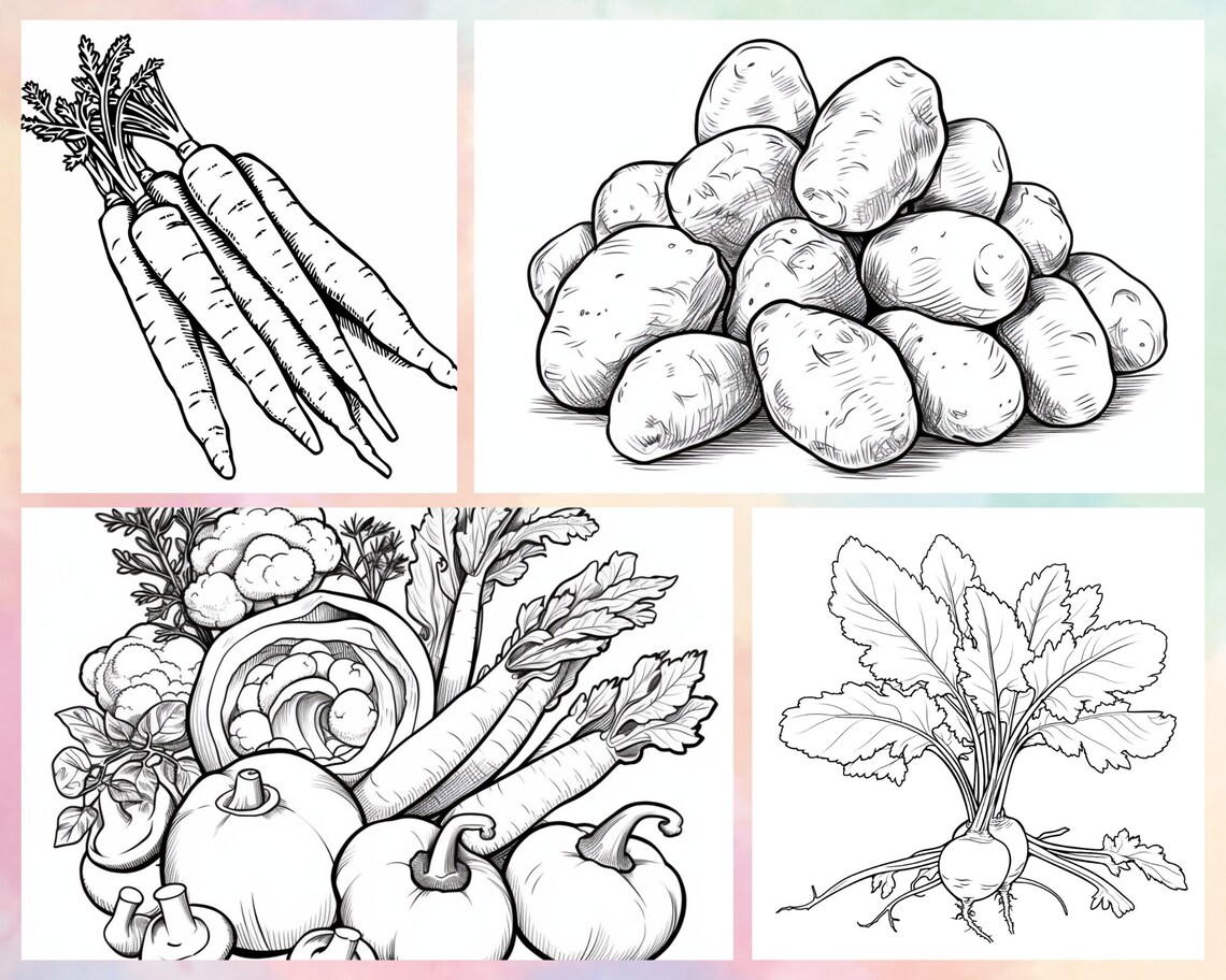 Vegetables Coloring Pages Vegetables Coloring Book for Kids - Etsy