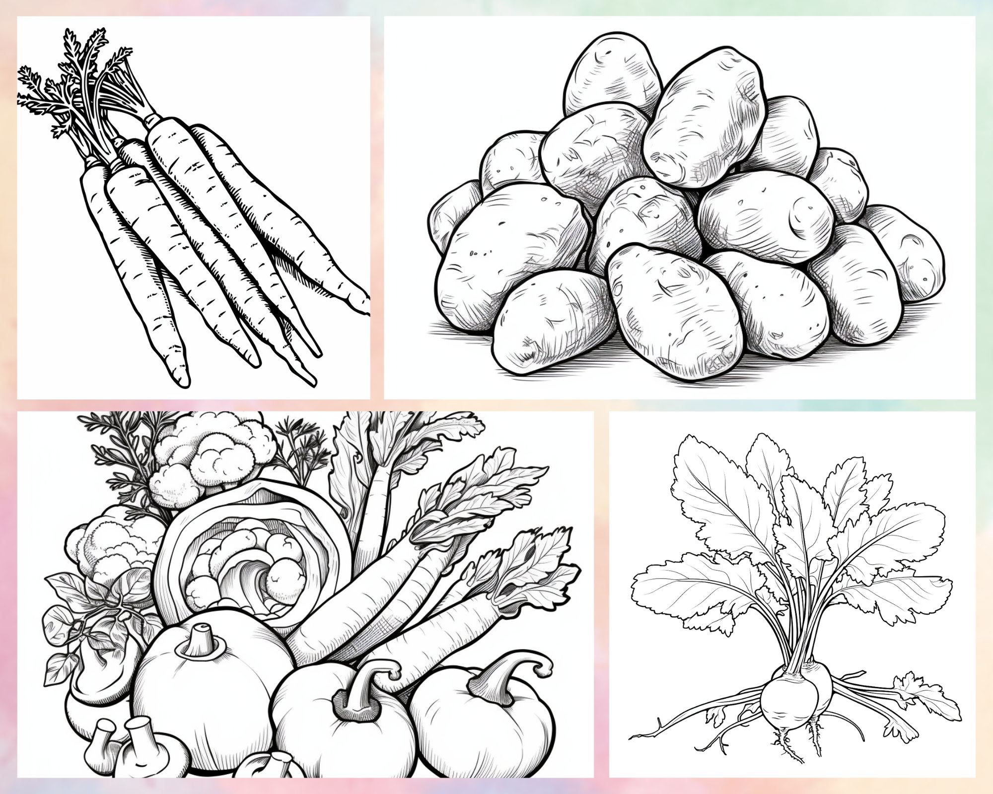 Vegetables Coloring Pages Vegetables Coloring Book for Kids - Etsy