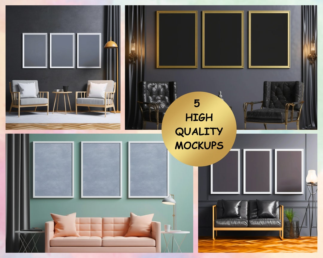 Three Frames Mockup, Wooden Frames Mockup, Digital Frame, Frame Mockup ...