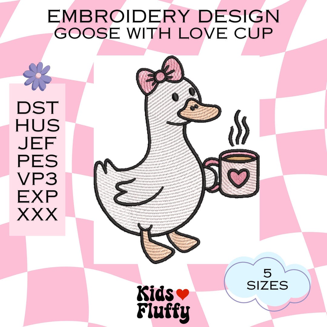 Embroidery Design Goose With Love Cup - Embroidery - Goose With Love ...