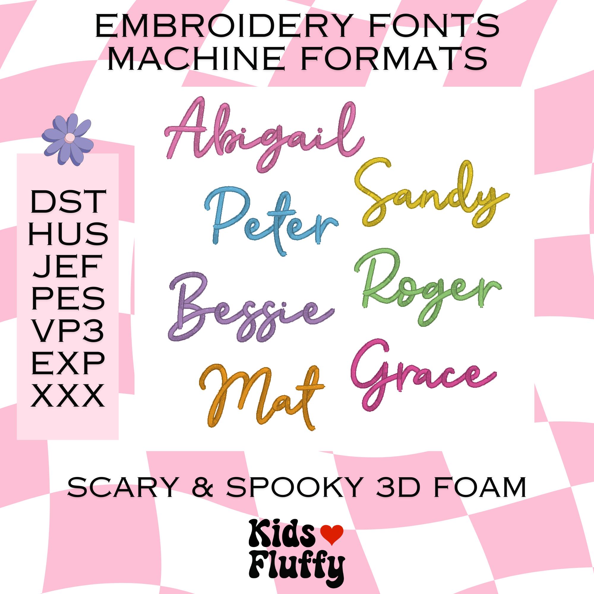 Embroidery Font Scary&spooky 3D Foam - Machine Formats - Bmp - Dst ...