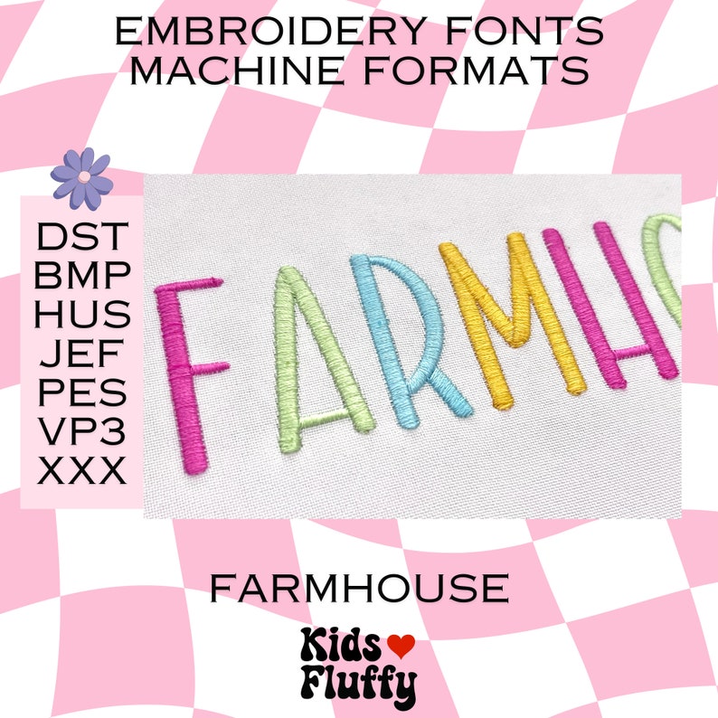 Embroidery Font Farmhouse - Machine Formats - Dst - Pes - Bmp - Hus ...