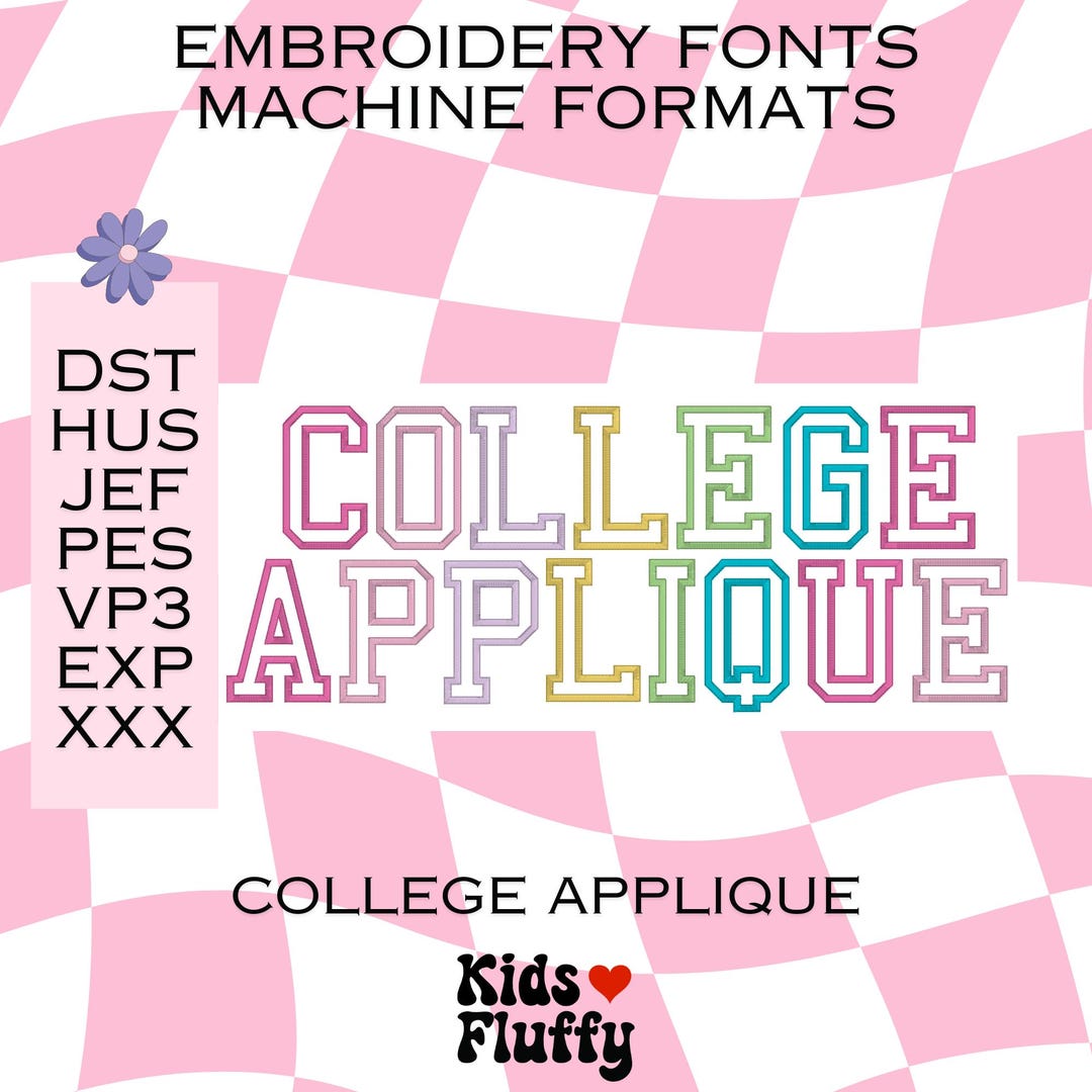 College Applique Embroidery Font - College Applique - Machine Formats ...